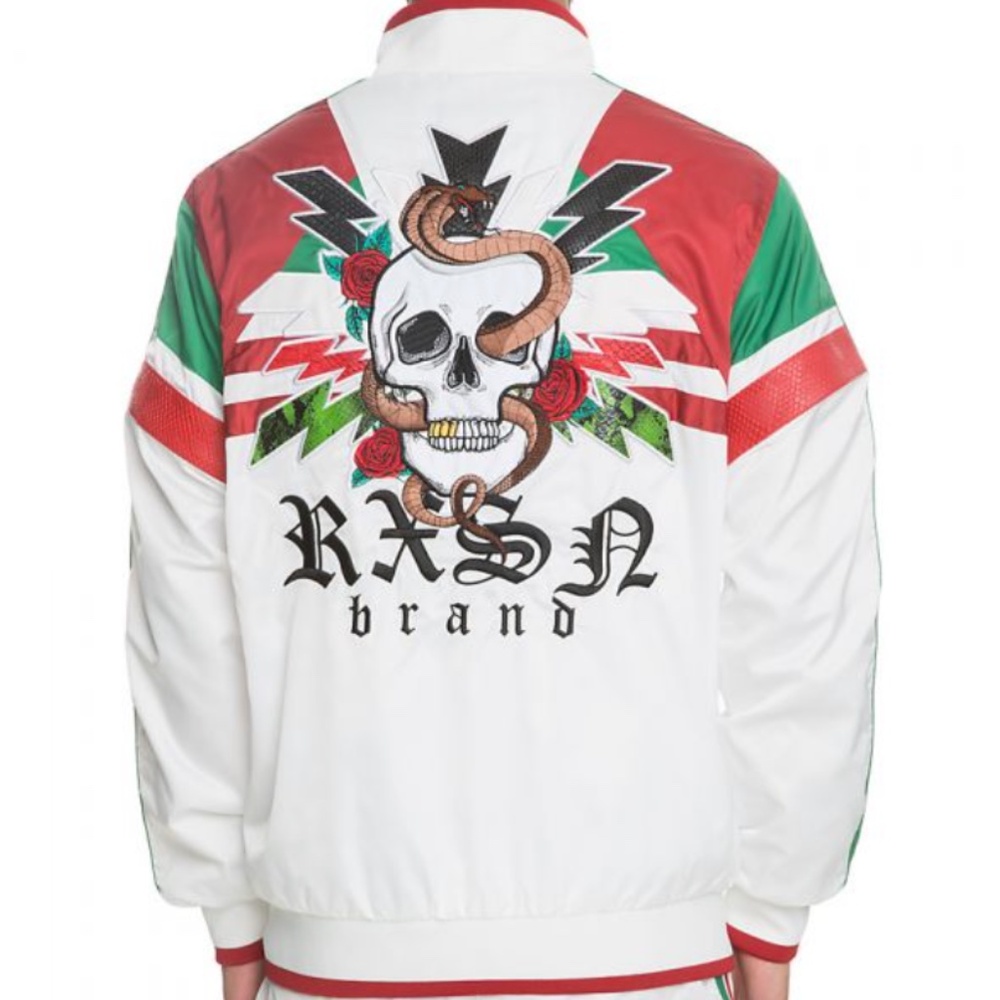 Lightning Bolt/Snake/Skull/Scales Reason Zip-Up Track… - Gem